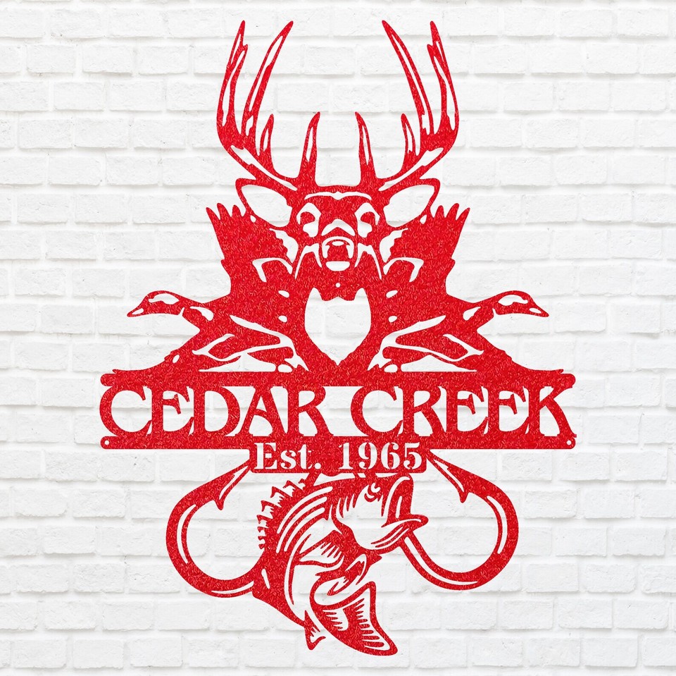 Personalized Deer Duck Fish Metal Sign with Date, Deer Metal Sign Fish ...