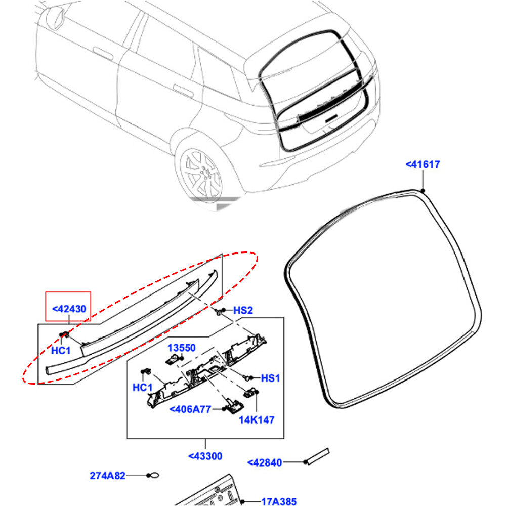 Trunk Rear Door Mouldings Trim For Land Rover Range Rover Evoque L551 ...