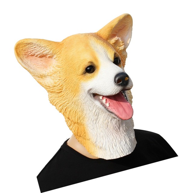 CreepyParty Halloween Costume Party Latex Welsh Corgi Dog Mask ...