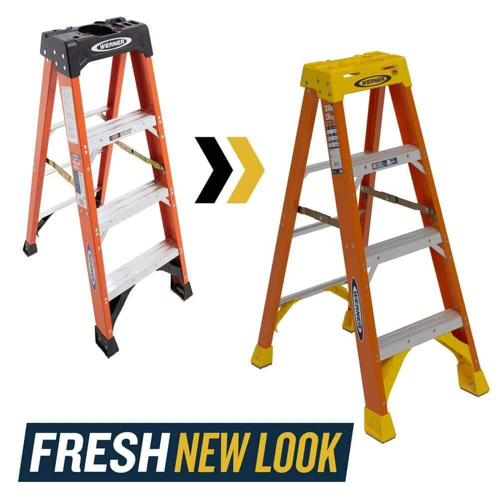 Werner Fiberglass Step Ladder (8 Reach Height) With 250, 48% OFF