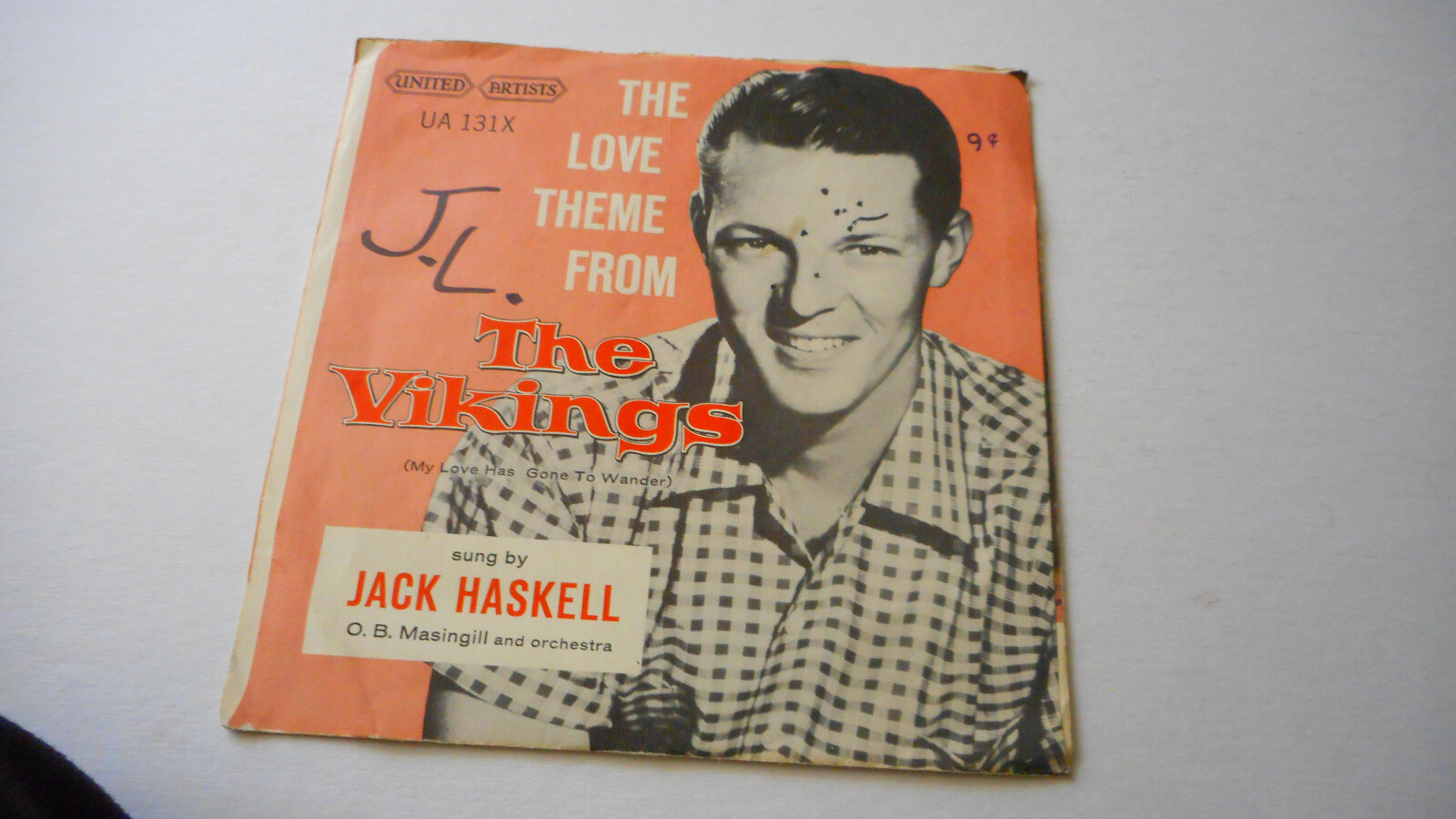 JACK HASKELL--PICTURE SLEEVE + 45--(LOVE THEME from THE VIKINGS) Kirk ...