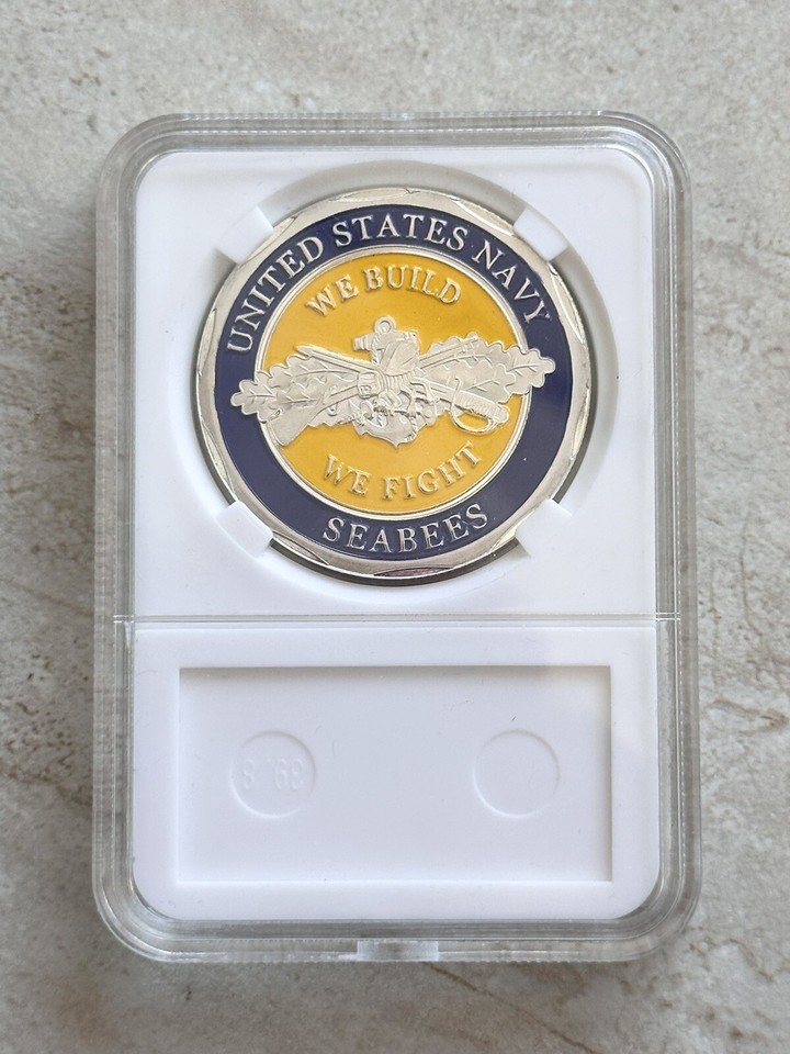 US NAVY SEABEES "CAN DO!" Challenge Coin With Beautiful Case . Fast ...