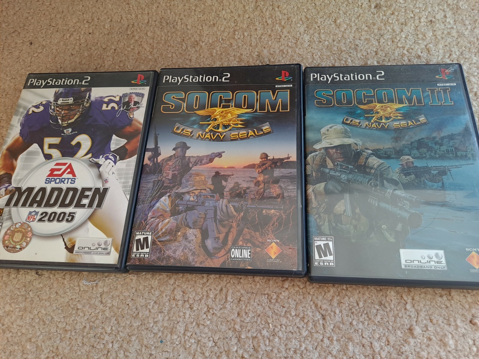 PS2 Playstation 2 Socom US navy seals 1 & 2 black label CIB with Madden ...