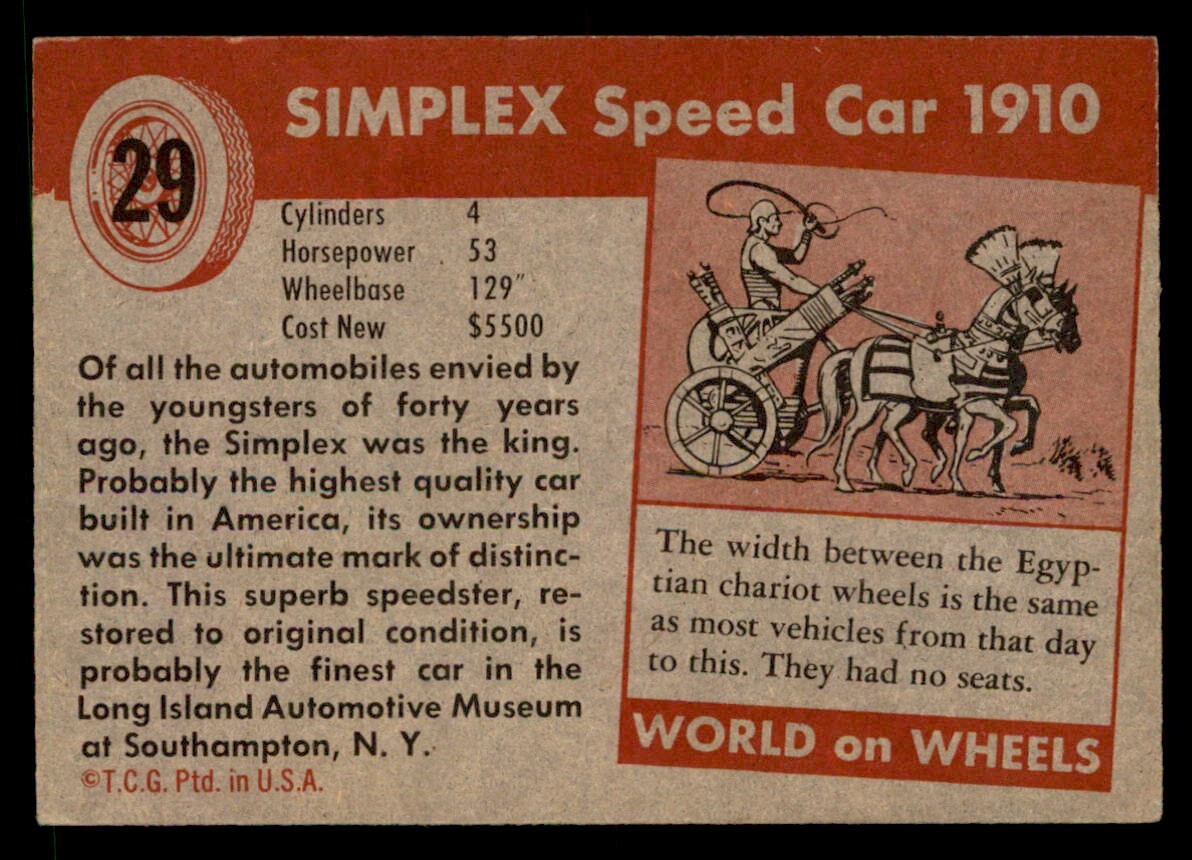 1954 Topps World on Wheels #29 Simplex EX | eBay