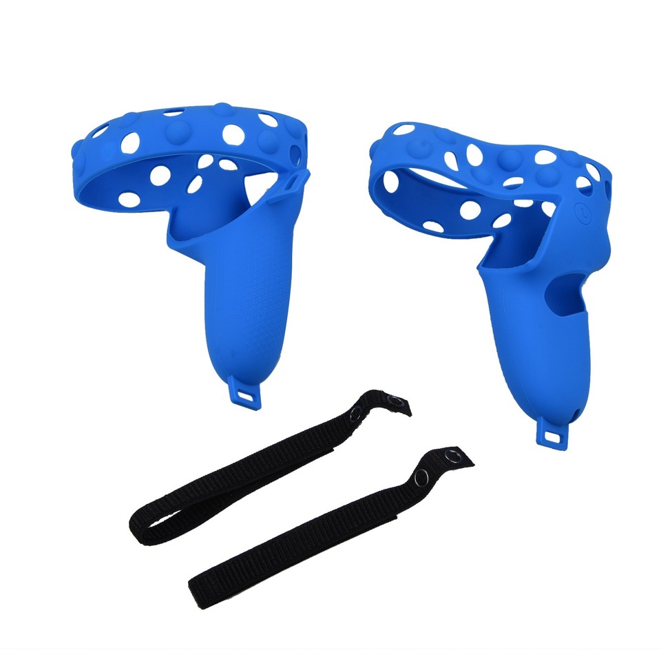 2Pcs Silicone Handle Grip Cover +Nylon Strap For Oculus Quest 2 VR ...