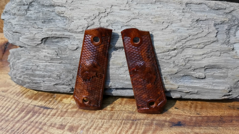 Ed Brown 1911 Bobtail Custom Made Amboyna Exotic Wood Burl Lumber Grips ...