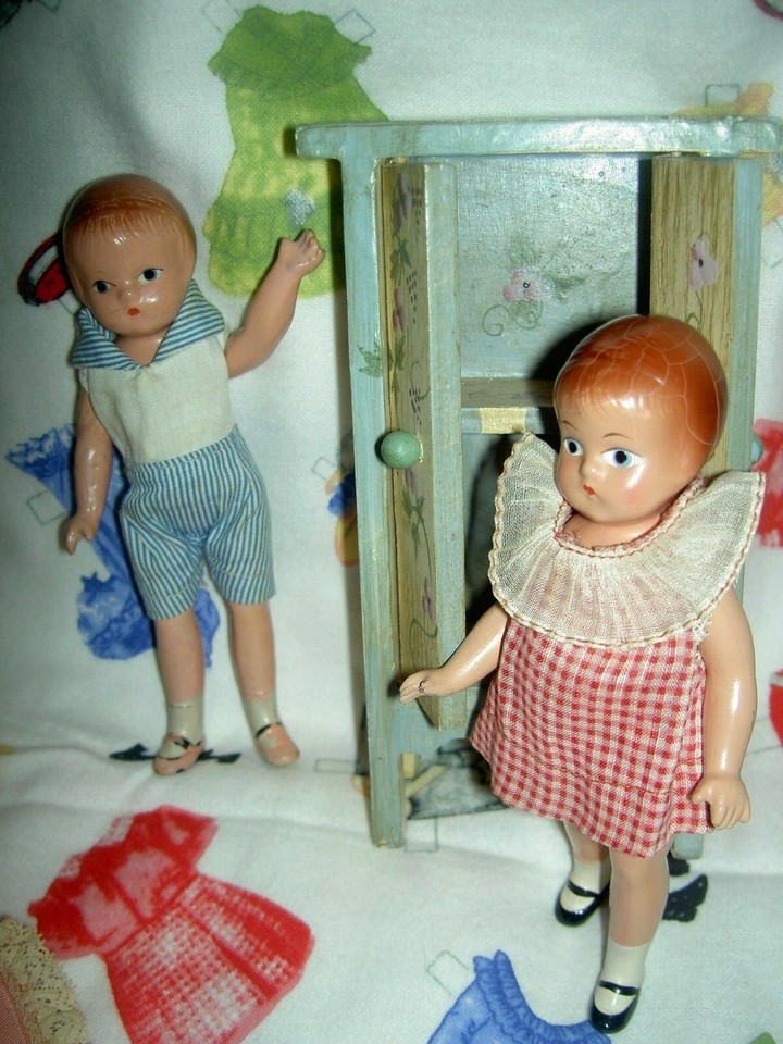 PAIR, original 1935 composition, Effanbee, Wee Patsy dolls, excellent ...
