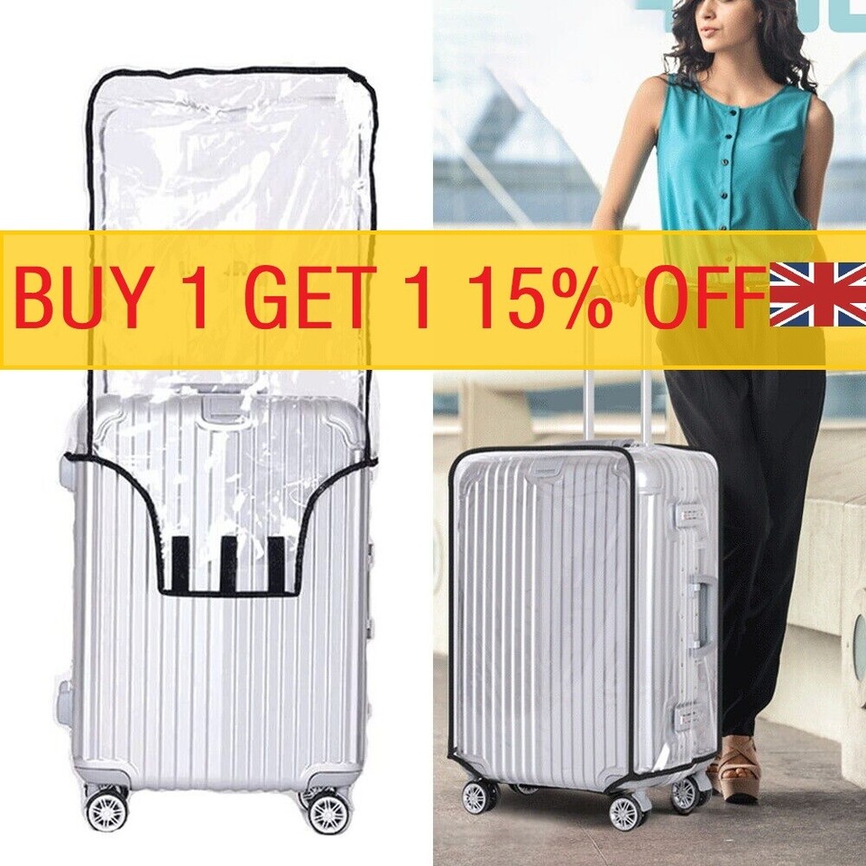 UK Clear PVC Waterproof Luggage Cover Trolley Suitcase Protector 18"-30 ...