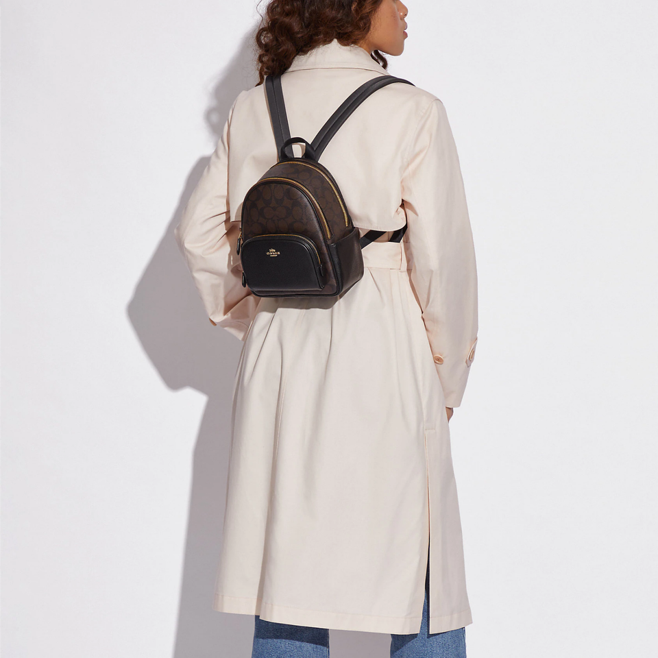 NWT Coach Mini Court Backpack In Signature Canvas/ With strawberry ...