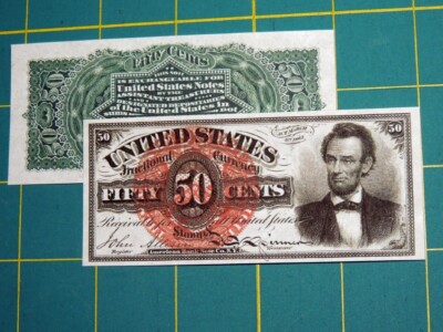 Reproduction Lincoln 50c Fractional Currency US Paper Money Currency ...