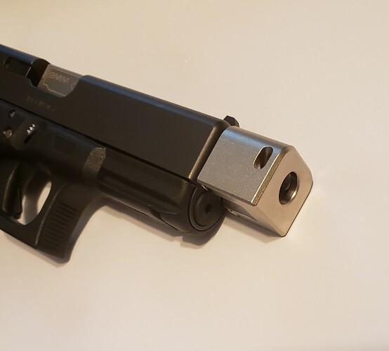 Micro Compensator Anodized Chrome Alum for Glock 9mm, 1/2x28, Mod 17,19 ...