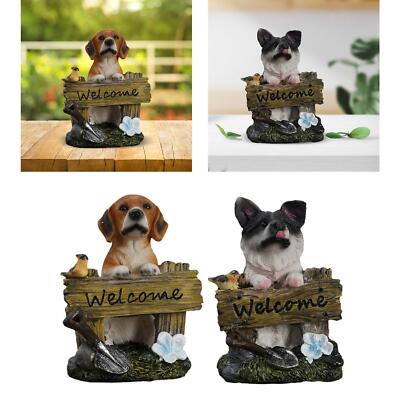 Garden Dog Statue Welcome Dog Statue Resin Desktop Ornament Dog ...