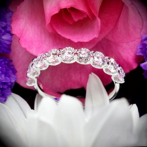 Lab Created 2.50 Ct Round Diamond 9 Stone U Prong Eternity Bend Silver ...