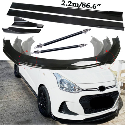 For Hyundai Grand i10 Front Bumper Lip Spoiler Side Skirts+Rear Glossy ...