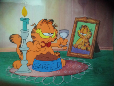 Garfield Original Hand Painted Animation Cel & Background Romantic | eBay