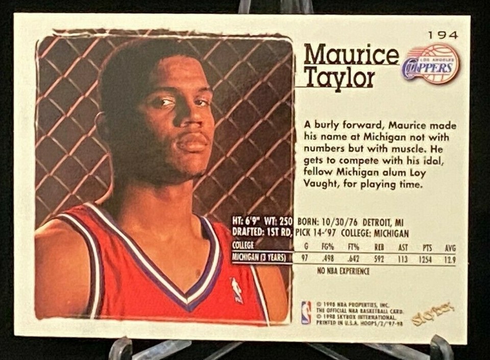 1997-98 SkyBox Hoops Rookie #194 Maurice Taylor Los Angeles Clippers | eBay