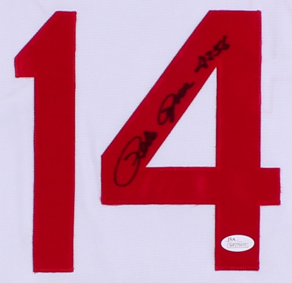 Pete Rose Signed Reds Career Highlight Stat Jersey Inscribed "4256 ...