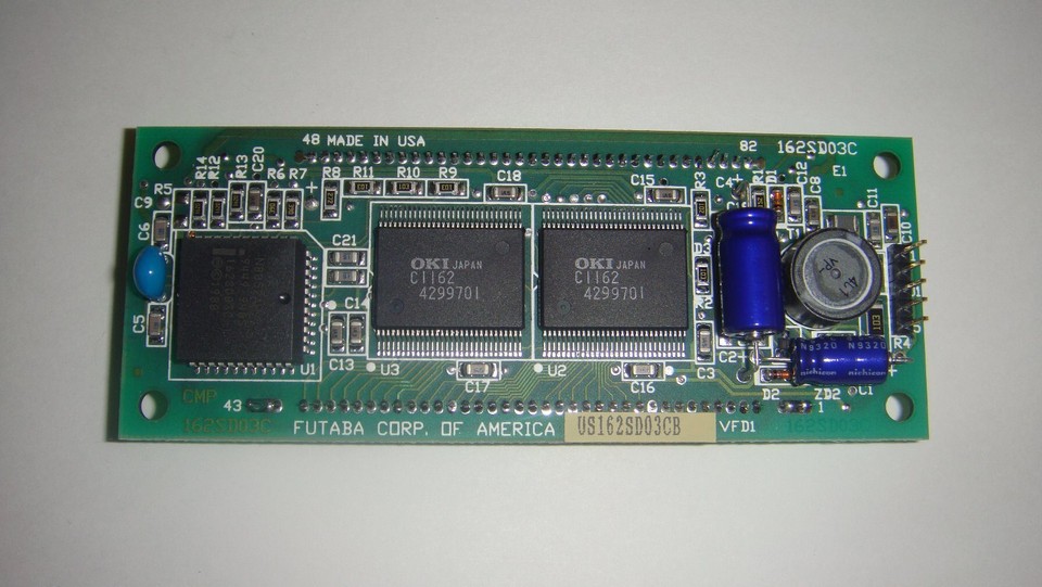 FUTABA VACUUME FLUORESCENT DISPLAY US162SD03CB 2X16 , NEW, TESTED 1 ...