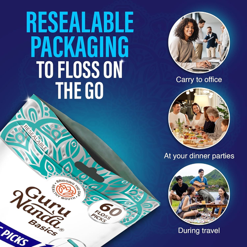 GuruNanda Fresh Floss Dental Picks - Non- Shred Thread with Angled Pick ...