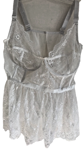 Strappy White Lace Cami Top, Lingerie, XL Sheer Bridal Peplum Bra, Tank ...