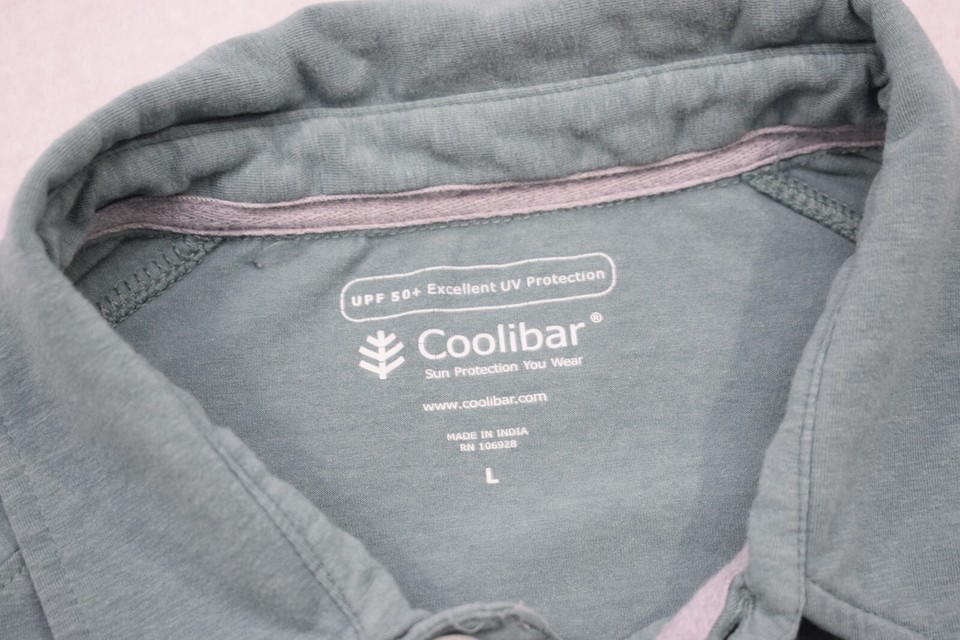 Coolibar Polo Shirt Blue Bamboo Stretch Long Sleeve UPF 50+ Mens Size Large | eBay