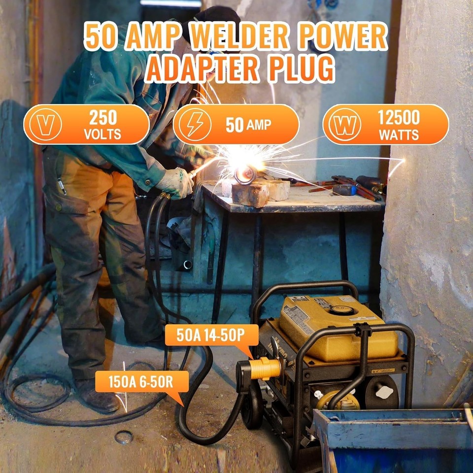 Nema 14-50P to 6-50R Welder Compact Adapter Cord,50 Ampere 4 Pin to 3 ...