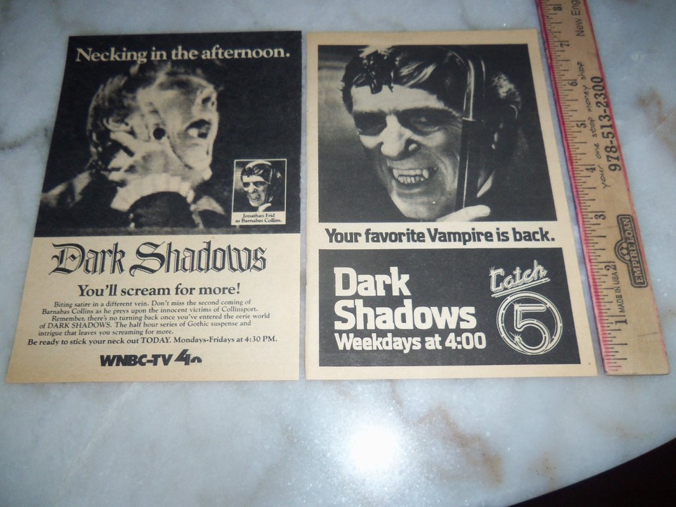1976 & 82 WNBC 4-TV Guide Ads ~ DARK SHADOWS Jonathan Frid is Barnabas ...