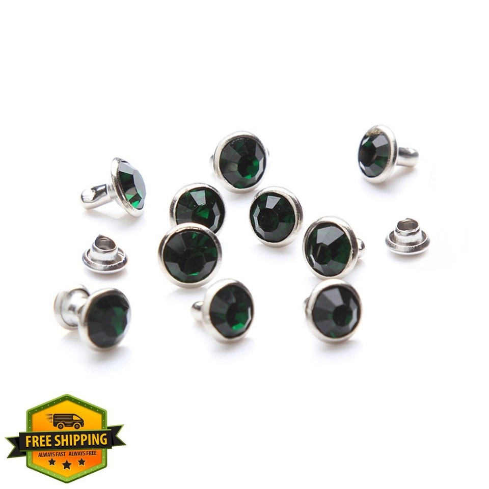 Cz Crystal Rivets 100 Sets Emerald Green 6MM Double Cap Leather | eBay