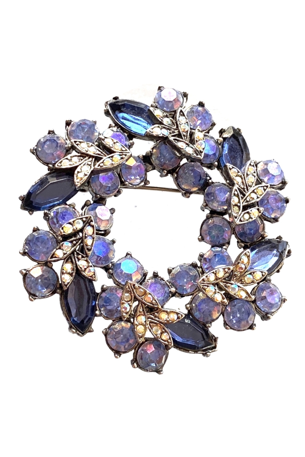 Lavender-tone and rhinestones embellished silver-tone… - Gem