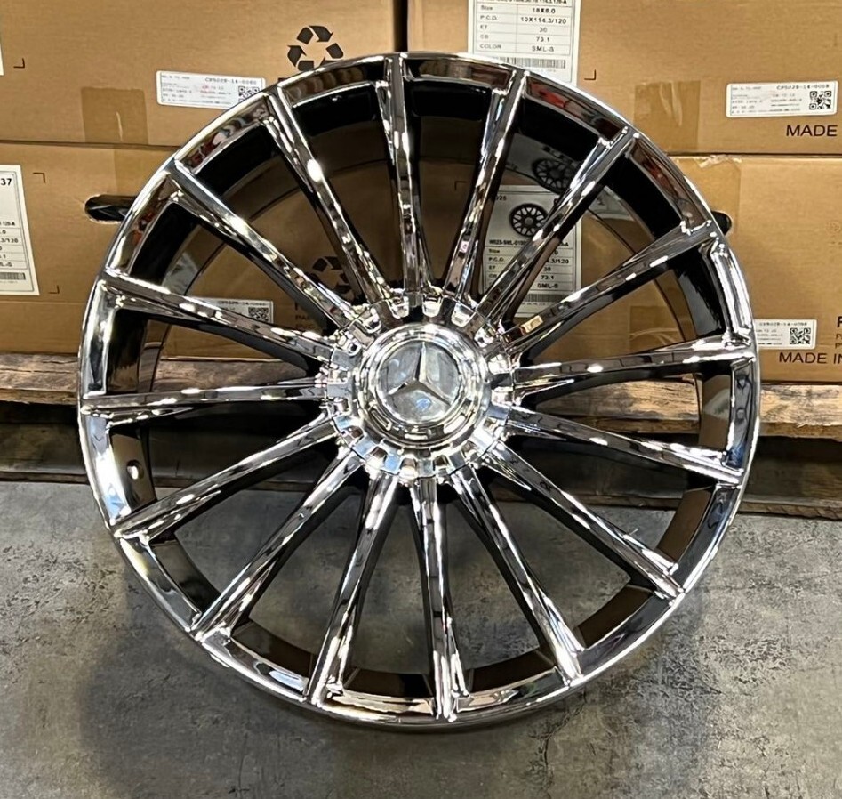 (set 4) 20x8.5 BLACK CHROME AMG MAYBACH STYLE WHEELS RIMS FITS MERCEDES ...
