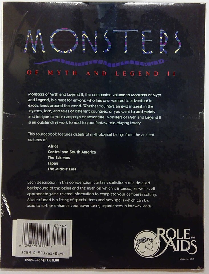 ROLE AIDS: MONSTERS OF MYTH AND LEGEND II MFG746 ***NEW*** | eBay