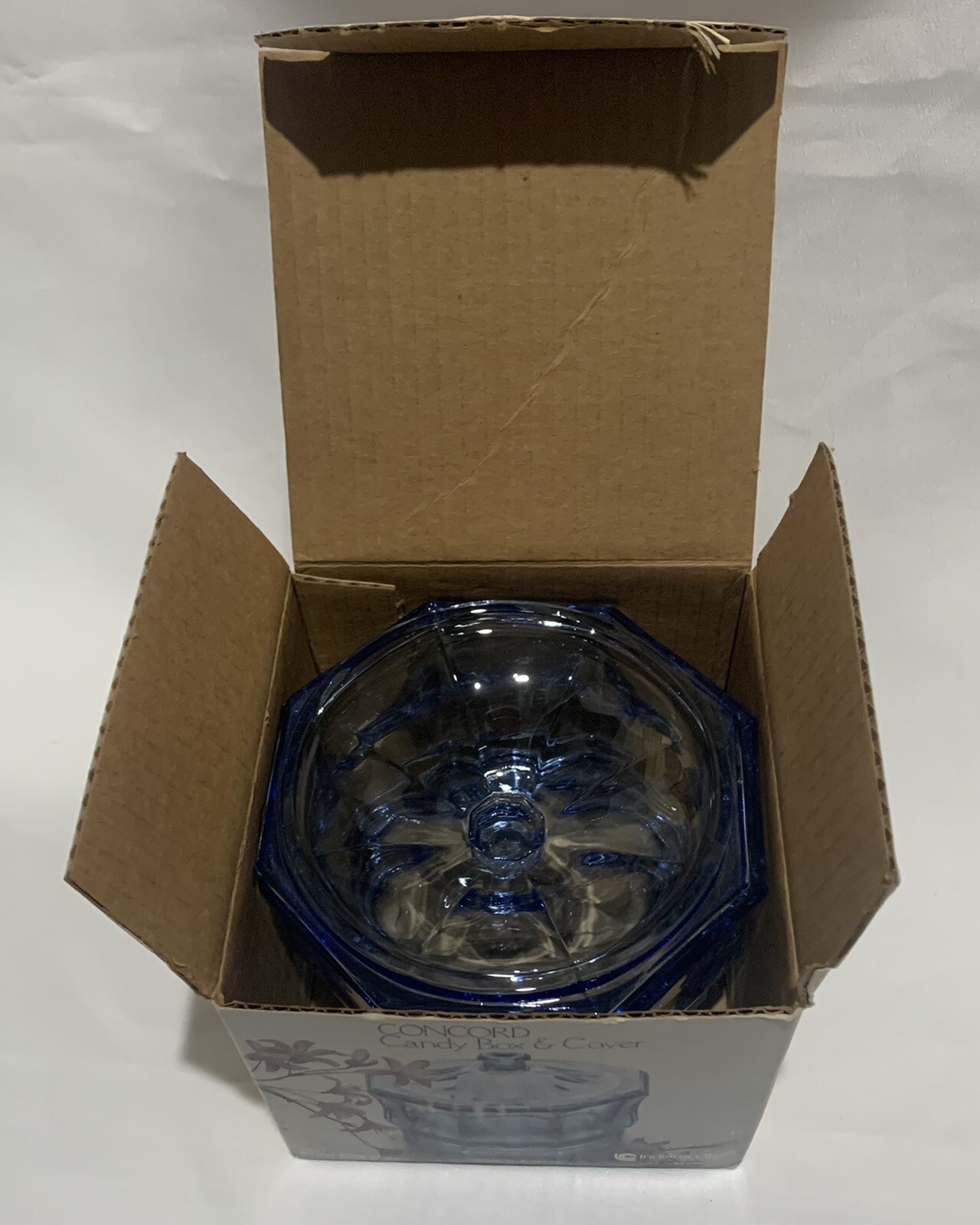 Vintage Indiana Glass Co. Octagon Candy Dish With Lid Concord Pastel ...