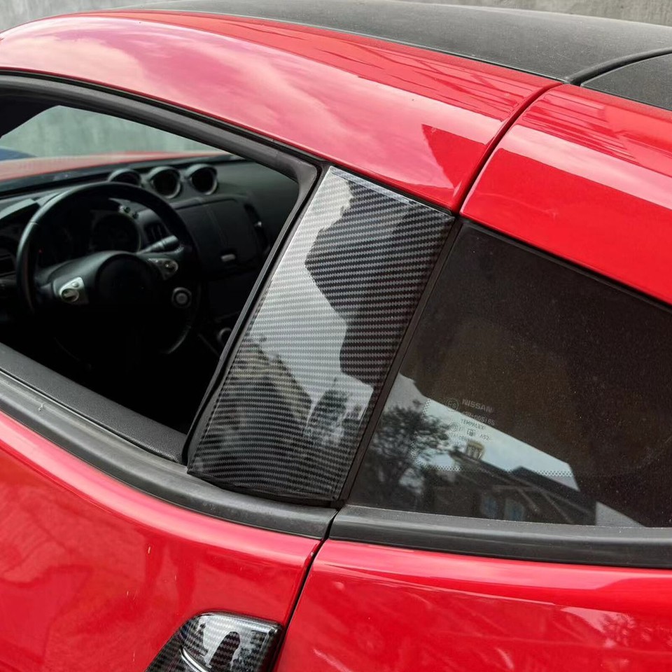 Carbon Fiber Style Exterior Car Window Pillar Trim Cover Fit For Nissan ...