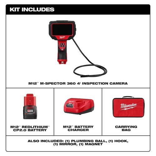 Milwaukee Tool 2323-21 M12 M-Spector 360 4' Inspection Camera ...