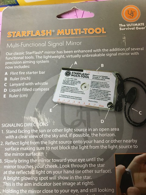 UST Starflash Multi-tool Signaling Mirror Flint Ruler Lanyard W ...