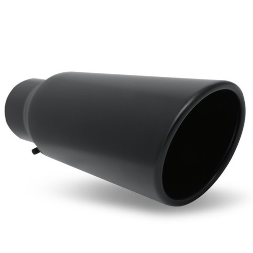 Matte Slant Stainless Steel 3" Inlet 4" Outlet Muffler Diagonal Roll ...