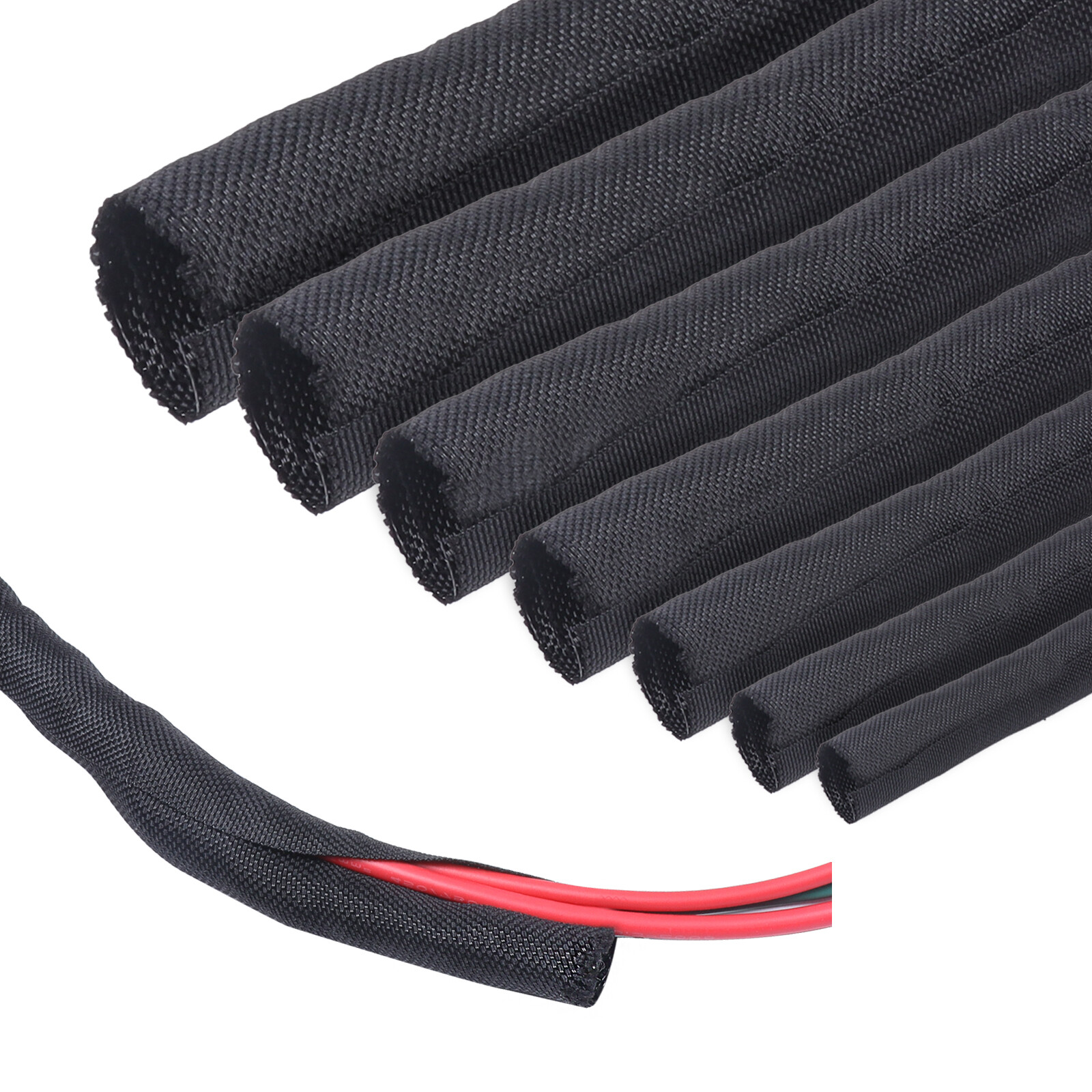 Split Cloth Wire Loom Black Braided Cable Sleeve Cord Organizer ...