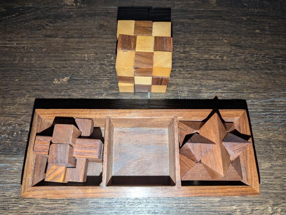 3D PUZZLE GAME WOODEN BOX SET BRAIN TEASER FOR KIDS 3 IN ONE PUZZLE BOX ...