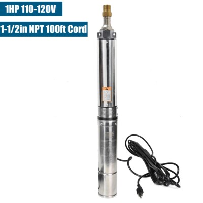 1 HP Deep Well Submersible Pump 4" 115V 33 GPM 276 ft Stainless Steel ...