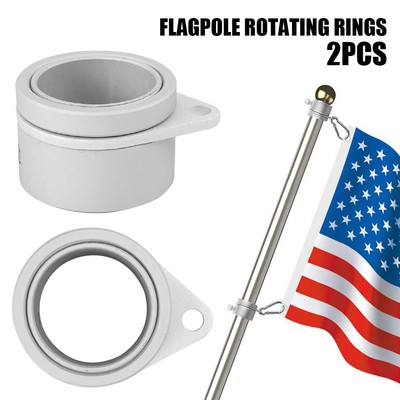 2PCs Aluminum Flag Pole Flagpole Rotating Rings Clip Grommet Mounting ...