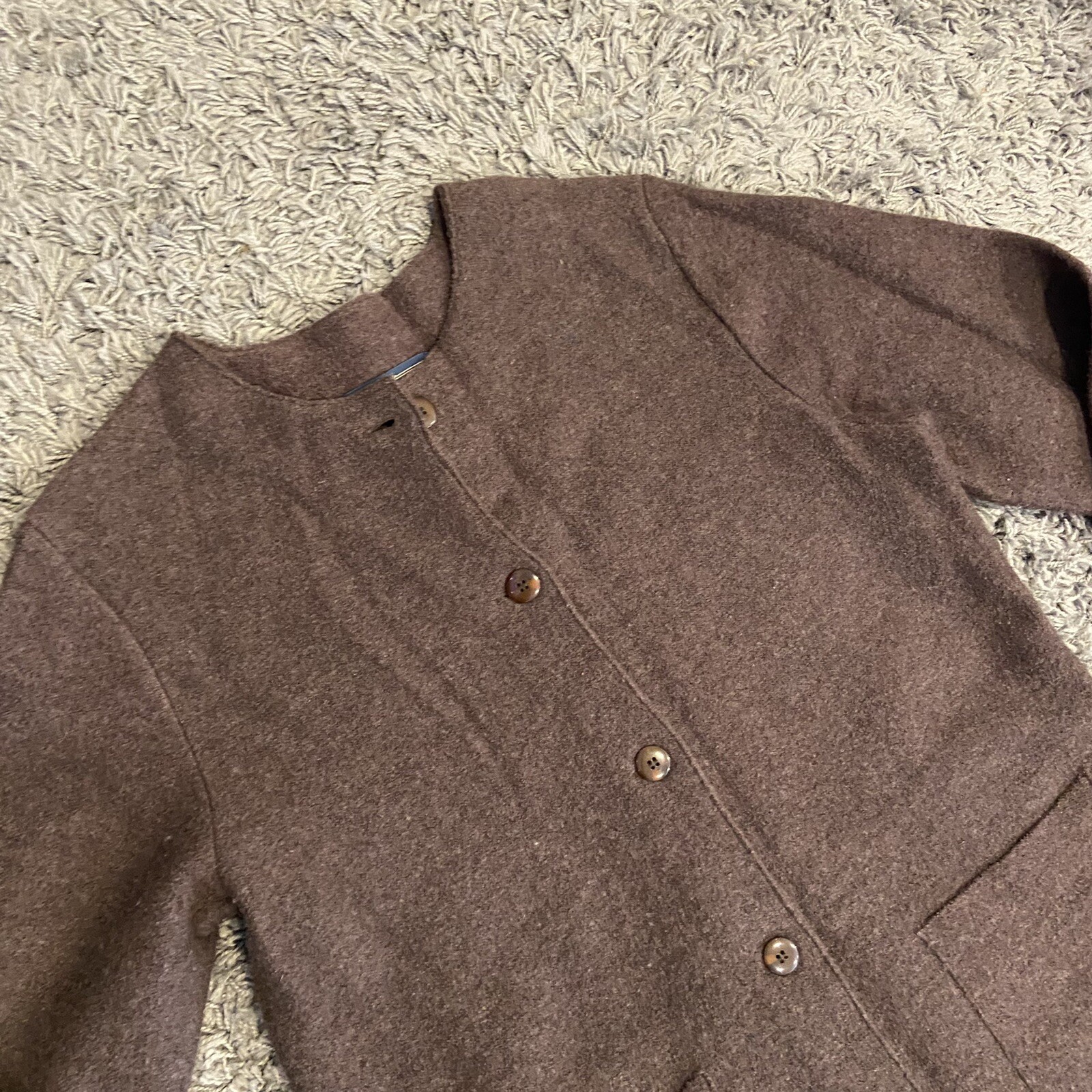 Herman Geist 100% Wool Brown Long Duster Fringe Hem Coat Size M | eBay