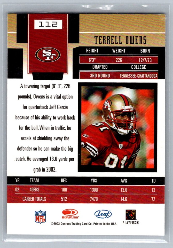 2003 Leaf Certified Materials #112 Terrell Owens | eBay