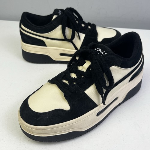 Lonza Agape Sneakers Womens Size 10.5 EU 41 Beige Black Leather Suede ...