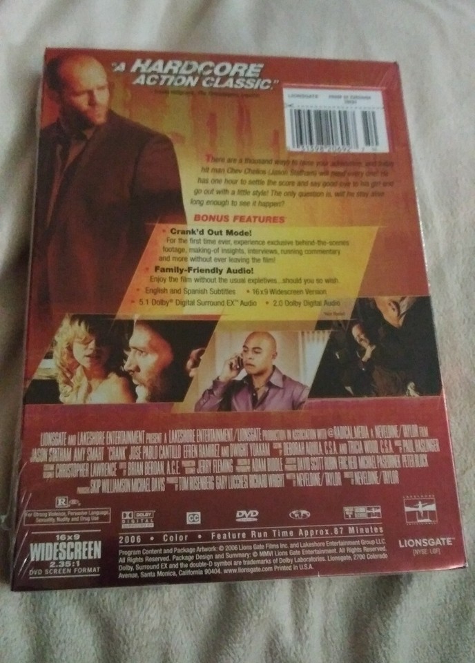 Crank (DVD, 2007, Widescreen Edition) Jason Statham, Amy Smart - Action ...