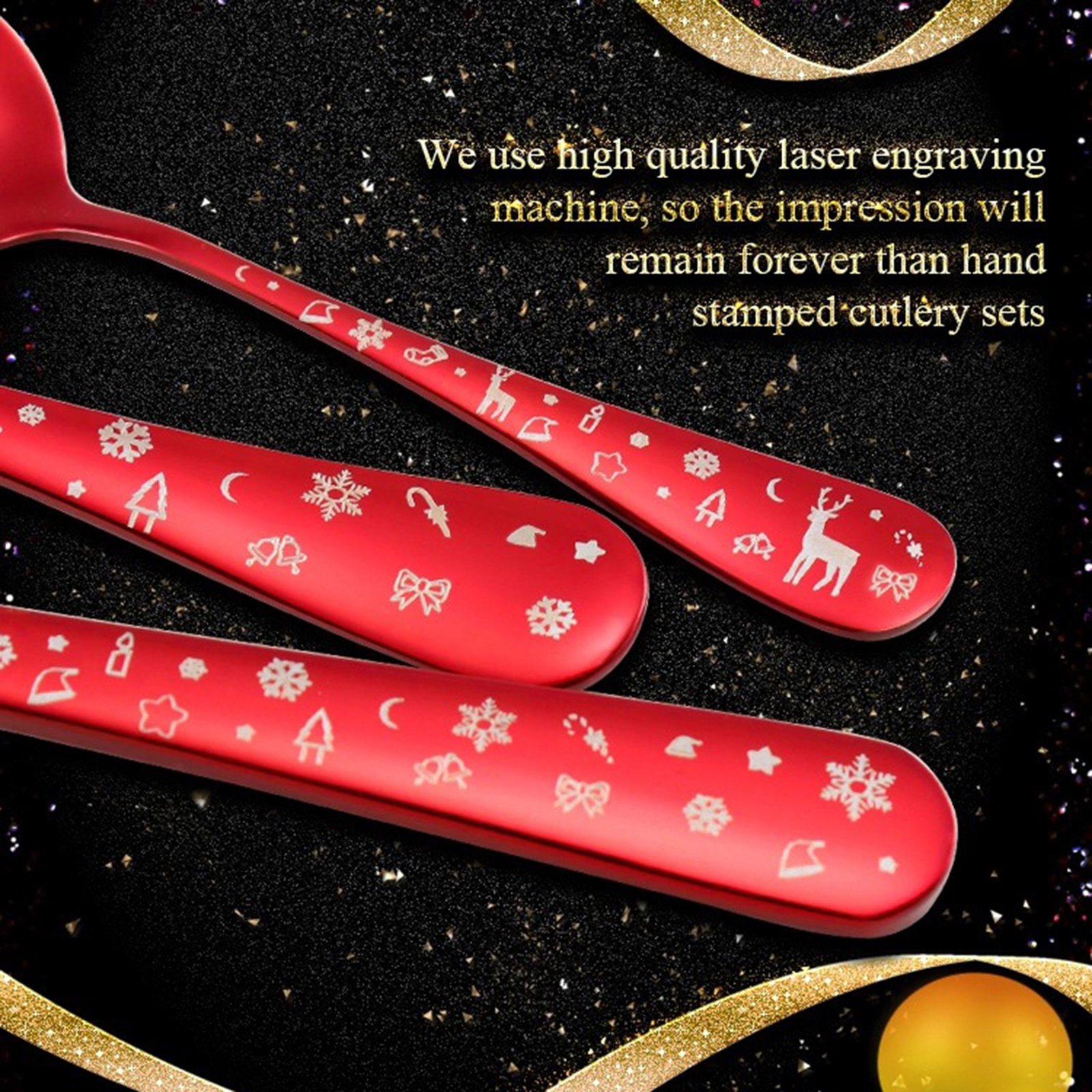 4pcs/set Spoon Set Exquisite Widely Use Safe Use Smooth Cutter Fork ...