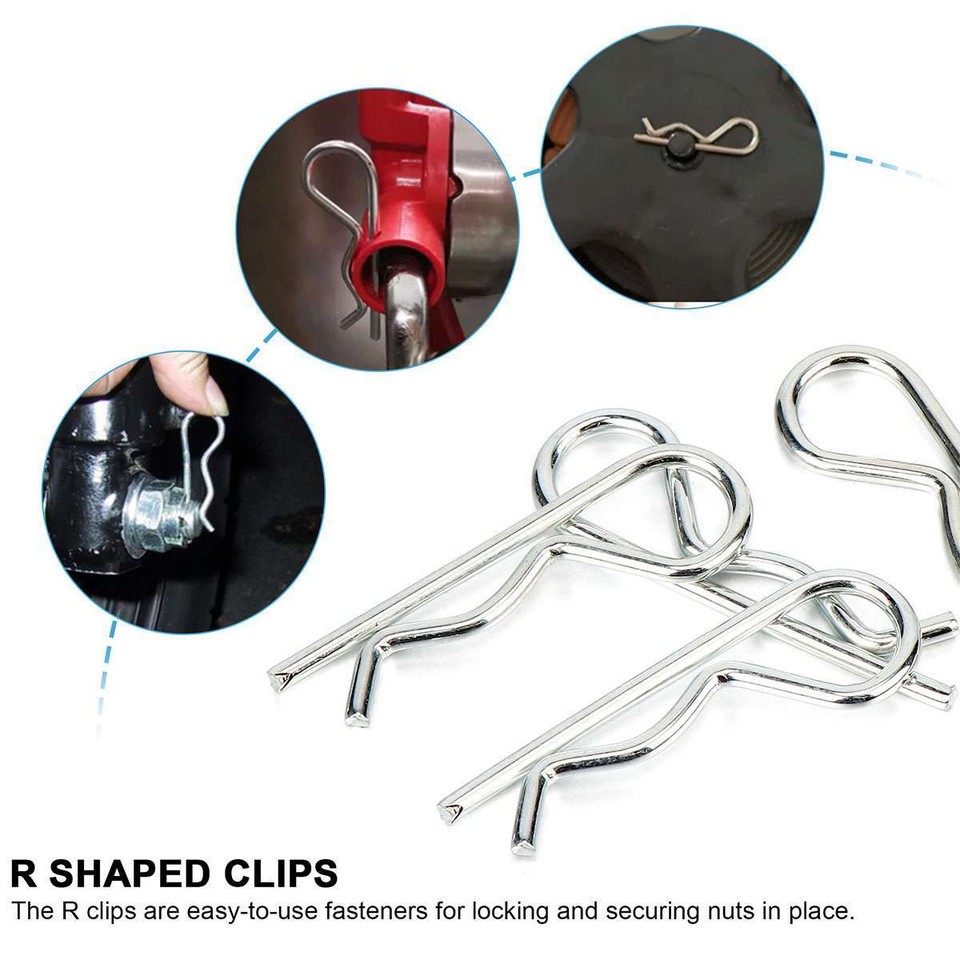100/200Pcs Heavy Duty Cotter Pins R Clips Assortment Kit Hair for ...
