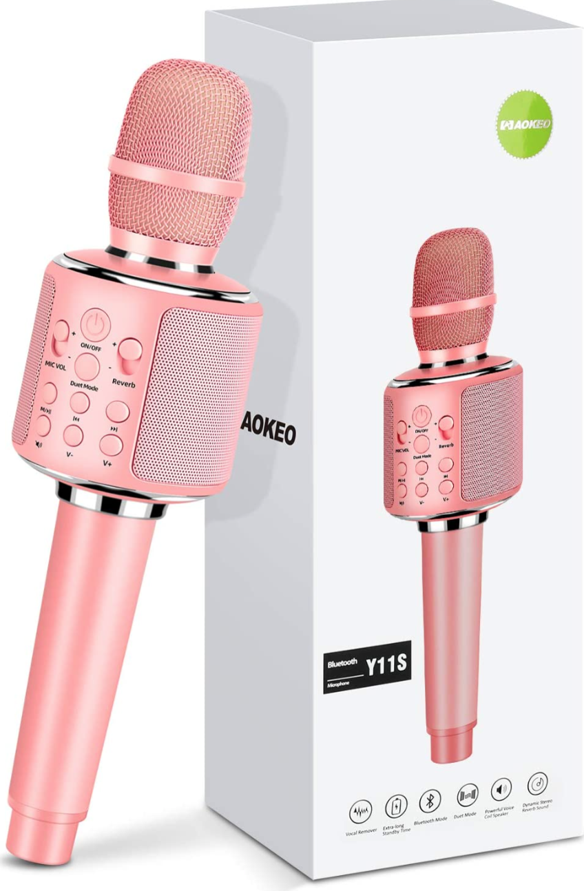 Aokeo Wireless Karaoke Bluetooth Microphone 3 in1 Handheld Mic Adults ...