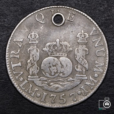 Peru, Lima mint, 2 Reales 1757, holed. Spanish colonial silver coin | eBay