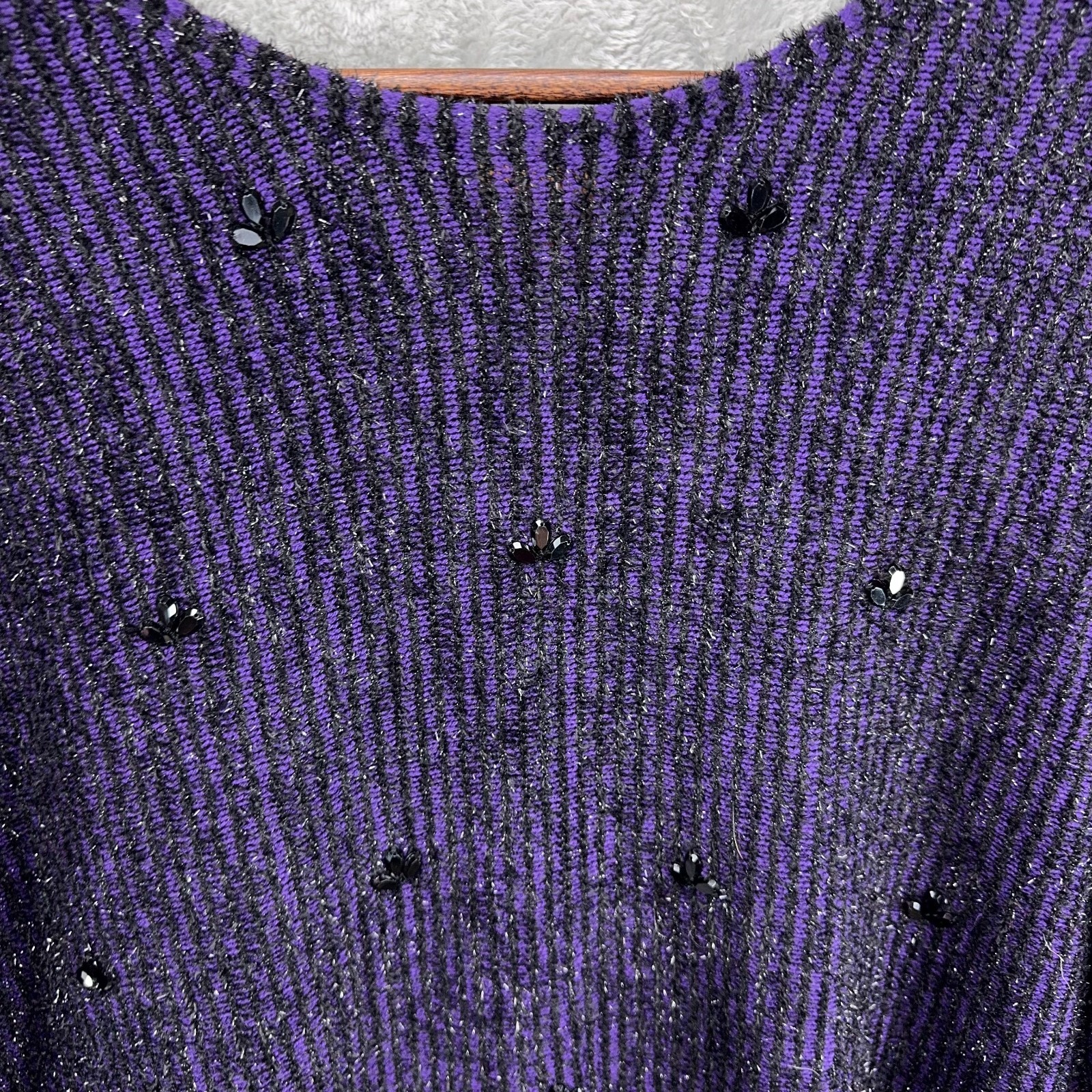 Ruby Rd Womens Striped Bead Embellished Sweater 2X Whimsigoth Dark ...