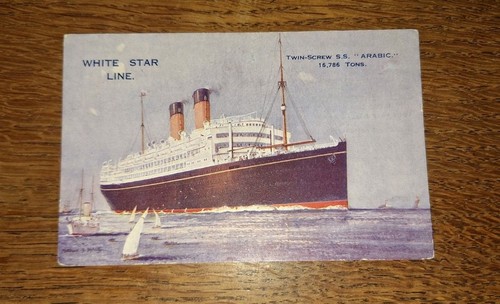 White Star Line Arabic II at sea official original postcard c1923 ...